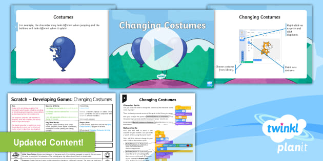 Computing: Scratch: Changing Costumes Year 5 Lesson Pack 5