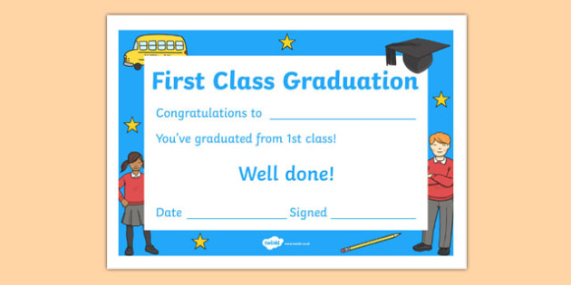 First Class Certificate for Graduation - Twinkl