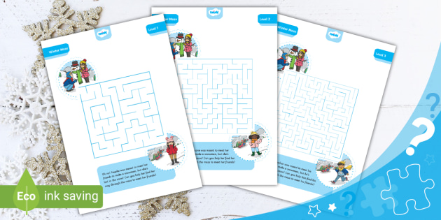 Winter Maze Puzzle Pack - All Levels - Kids Puzzles - Twinkl