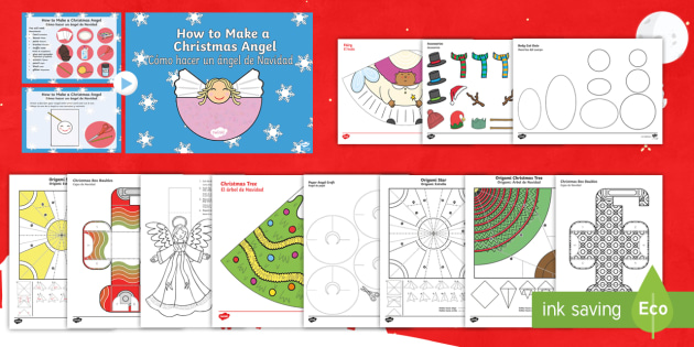 Christmas Paper Craft Activity Pack English/Spanish - Christmas Craft and