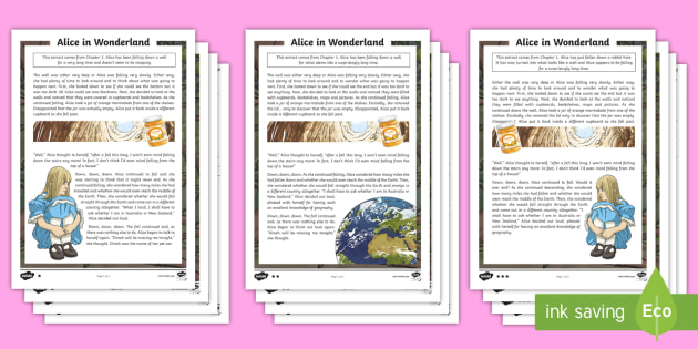 LKS2 Alice in Wonderland Differentiated Reading Comprehension Activity