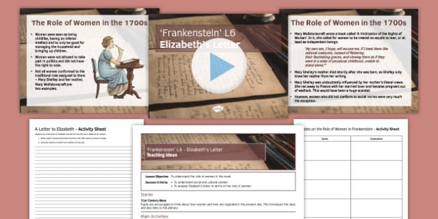 GCSE Frankenstein Lesson Pack 6: Elizabeth's Letter Chapter 6