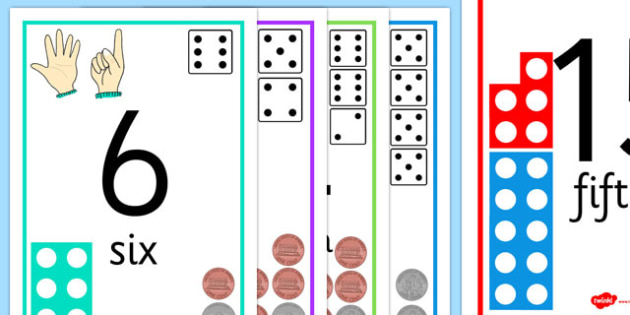 Visual Number Line Posters 1-20 - usa, america, count, counting