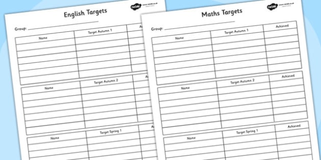 FREE! - Half Termly Group Maths and English Targets- Maths, English ...
