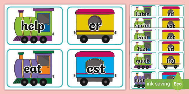 Suffixes and Prefix Trains '-er', '-est', '-ed', '-ing'