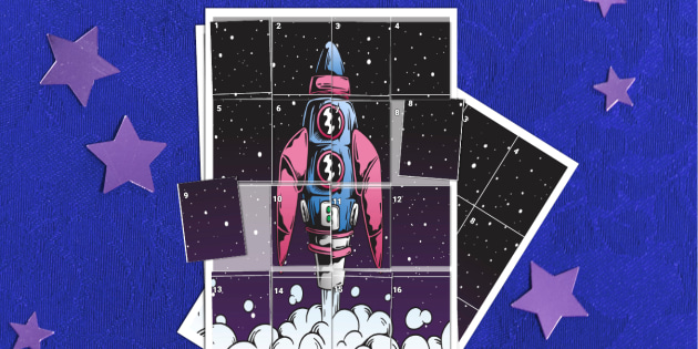 Space Rocket - Sticker Puzzle (teacher made)