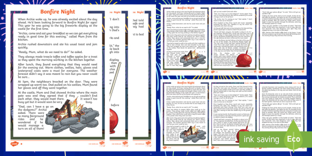 KS2 Bonfire Night Fiction Differentiated Reading Comprehension Activity