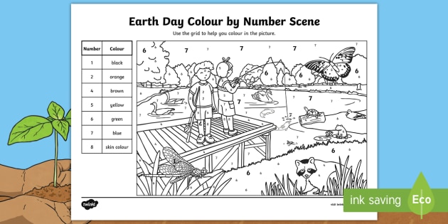 Earth Day: End Plastic Pollution Color by Number
