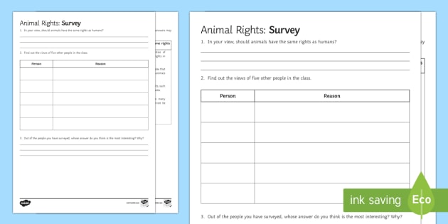 Animal Rights Survey Activity (teacher made)