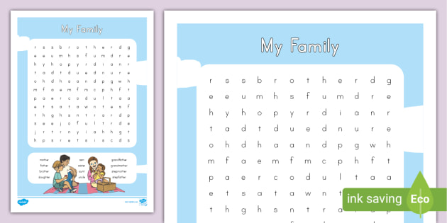 My Family Word Search (teacher made)