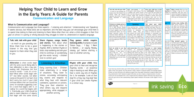 Supporting Your Child's Learning in Reception - Communication