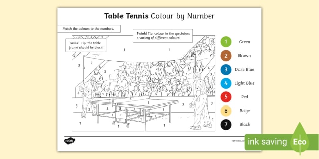 FREE! - Table Tennis Colour by Number (teacher made)