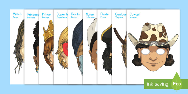 Carnival Costumes Dramatic Play Masks English/Spanish - Carnival, Spanish