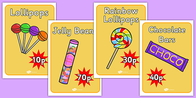 Sweet Shop Role Play Signs - sweets, shop, role play, candy