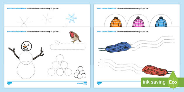 Winter Pencil Control Worksheets | Twinkl Learning Resources