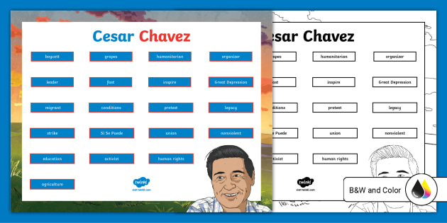 Cesar Chavez Vocabulary Mat – Twinkl USA Teaching Resources