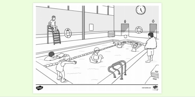 FREE! - Colouring Page of Pool | Colouring Sheets
