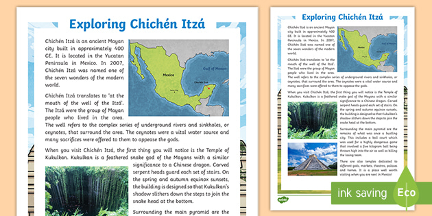 Exploring Chichén Itzá Facts Sheet (teacher made)