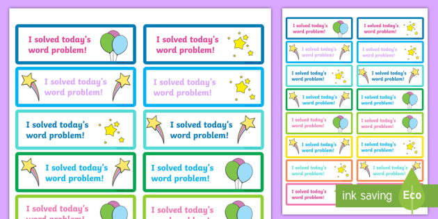 'I Solved the Word Problem' Stickers (teacher made)