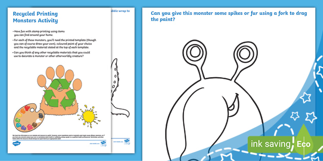 Recycled Printing Monsters Activity (teacher made)