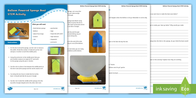 Balloon Powered Sponge Boat STEM Activity | Force & Material