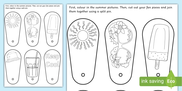Summer Paper Fan Colouring Template (teacher made)