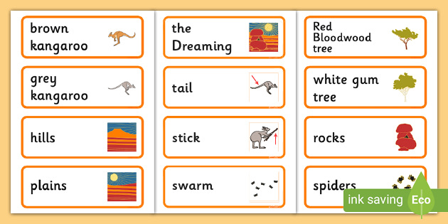 FREE! - Aboriginal Dreaming How the Kangaroos Got Their Tails Word Cards