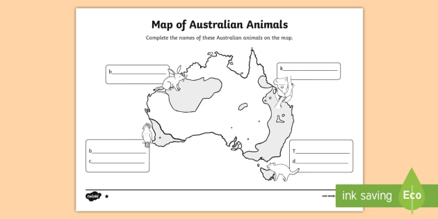 Endangered Australian Animals mapping Worksheet / Worksheet