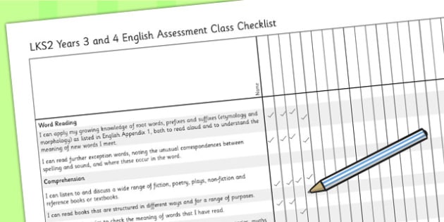 2014 National Curriculum LKS2 Years 3 and 4 English Assessment Class ...