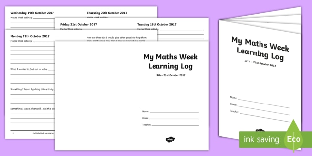 ROI Maths Week Learning Log Booklet - maths week, ROI, ireland ...
