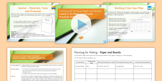 Joining and Forming Paper and Boards L6: Go Make Lesson Pack - Key Stage 4