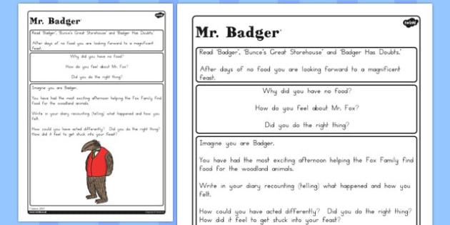 FREE! - Badger Diary Writing Challenge Activity to Support Teaching on