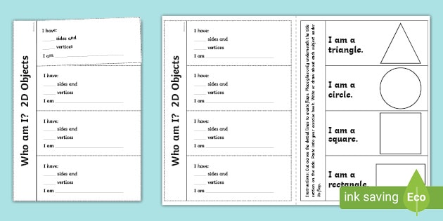 Who am I? 2D shapes Flip Book (teacher made)