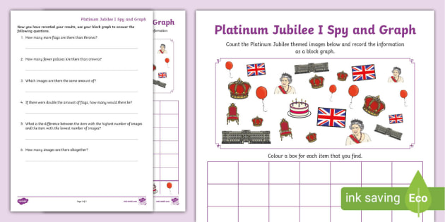 👉 Platinum Jubilee I Spy and Graph Activity - Maths - Twinkl