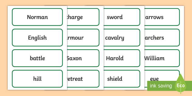 The Battle of Hastings Word Cards