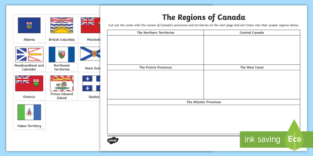 The Regions of Canada Sorting Worksheet / Worksheet