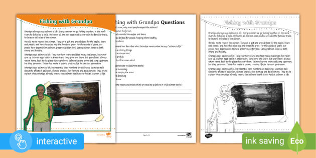 FREE! - Fishing with Grandpa Reading Comprehension