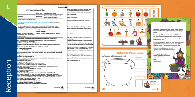 EYFS Writing Halloween Potion Recipes Adult Input Plan