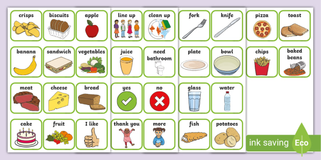 Toys Games Educational Toys AUTISM FOOD AND DRINK VISUAL CARDS ON 