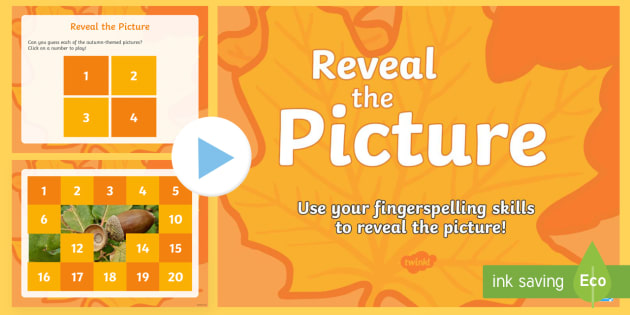 Reveal the Autumn Themed Picture with Fingerspelling Activity PowerPoint