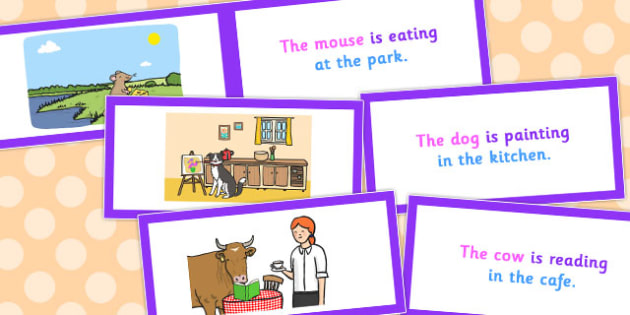 Picture Description Cards Unusual Sentences Who What Doing Where