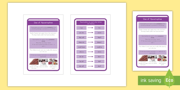 Use of Apostrophes Visual Aid (teacher made)