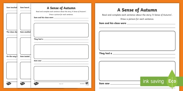 A Sense of Autumn Complete the Sentence Writing Worksheet / Worksheet