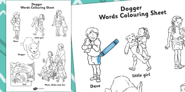 Words Colouring Sheet to Support Teaching on Dogger