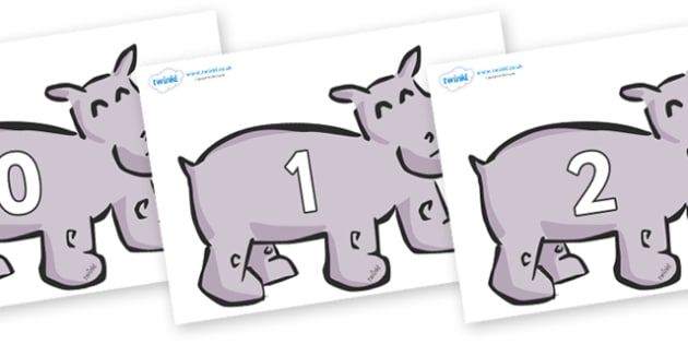 FREE! - Numbers 0-100 on Hippos - 0-100, foundation stage numeracy, Number