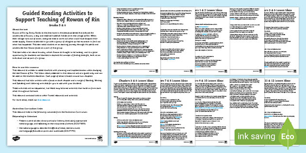 Reading Activities to Support the Teaching of Rowan of Rin