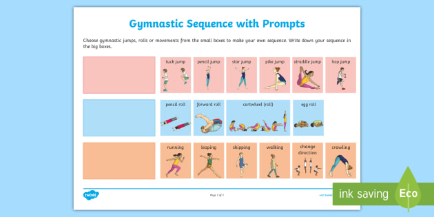 * NEW * Gymnastic Sequence with Prompts Worksheet - gymnastics, order