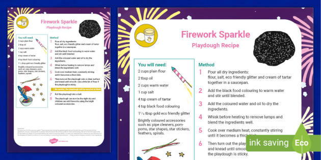 Firework Sparkle Playdough Recipe (teacher made)