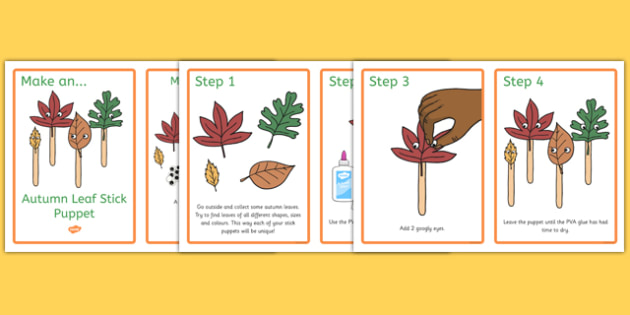 Autumn Leaf Stick Puppets Craft Instructions - paper, cut, make