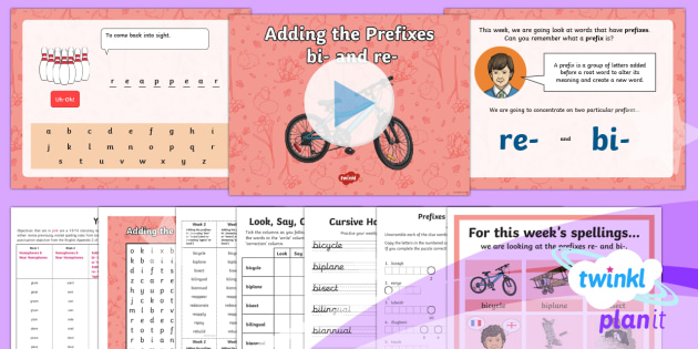 Prefixes bi- and re-Lesson Plan - Year 3 Spelling (Term 2B, W3)